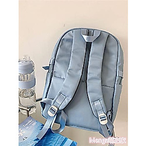 16 Inch Laptop Backpack Aesthetic Kawaii Back To School Large Capacity For Girls Women With Free Pendant Plaid (Blue)
