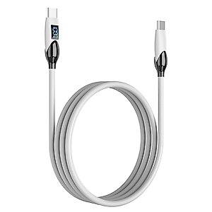 Jeasun USB Type-C to USB-C Charge Cable,100W 5A USB-C Fast Charging Cord with Led Display Compatible with iPhone 15Pro/15Plus/15ProMax, MacBook Pro 2020, iPad Pro 2020, Galaxy S23-3ft,White