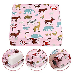 Sumnacon Chair Increasing Cushion - Baby Toddler Kids Infant Portable Dismountable Highchair Booster Cushion Washable Thick Chair Seat Cloth Strap(Pink Animal)