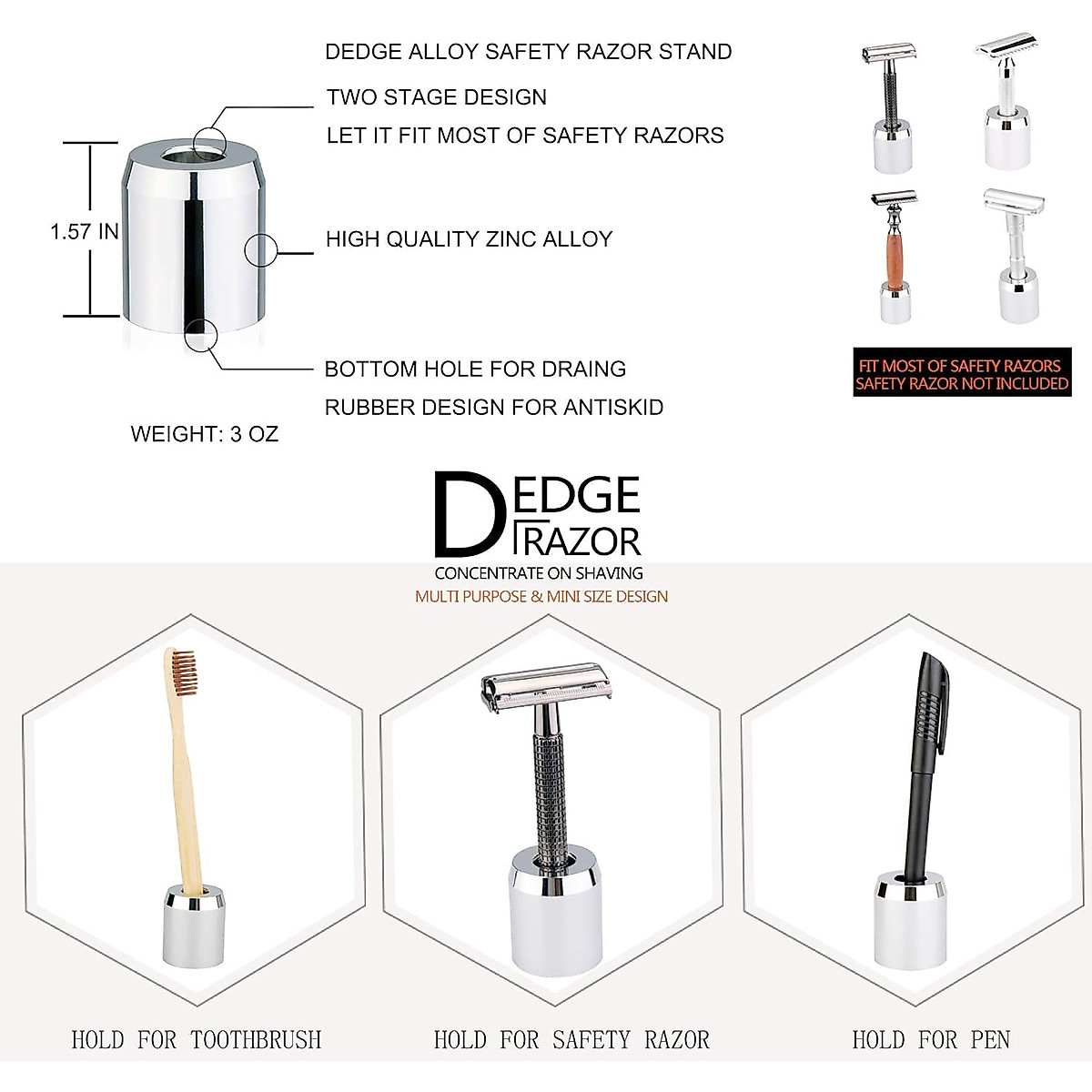 DEDGE Safety Razor Alloy Stand For Bathroom Accessory