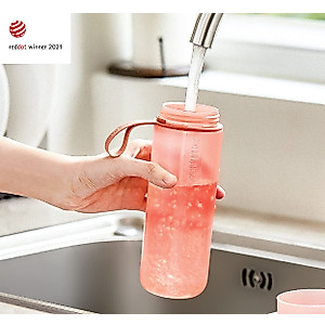 PHILIPS Water GoZero Active BPA-Free Water Bottle with Fitness Tap Water Filter, Sport Squeeze Water Bottle, Lightweight, Blue, 20 oz with Fitness Filter, RED