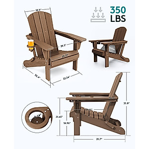 SERWALL 5-Piece Adirondack Chair and Ottoman and Table Set, Brown
