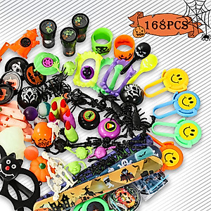 Max Fun 168pcs Halloween Party Toys Assortment for Kids Halloween Party Favors Prizes Box Toy Assortment Classroom (Large 168pcs party favors)