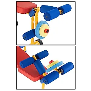 Hey! Play! Toy Bench and Leg Press – Children’s Play Workout Equipment for Beginner Exercise, Weightlifting, Powerlifting - for Boys and Girls, Brown (80-SH-04)