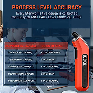 ETENWOLF Digital Tire Pressure Gauge 3-200 PSI, Industrial Tire Gauge Calibrated to ANSI B40.7 Grade 2A(±0.5%), Replaceable AAA Batteries with Presta Valve Adaptor, Dark Cyan