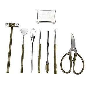 Walfront 8PCS Lobster Crab Cracker Tools Stainless Steel Seafood Claw Tool Set Crab Crackers Set Gift Seafood Scissors Set Hammer/Spoon/Shaving/Axe/Fork/Tweezers/Scissors