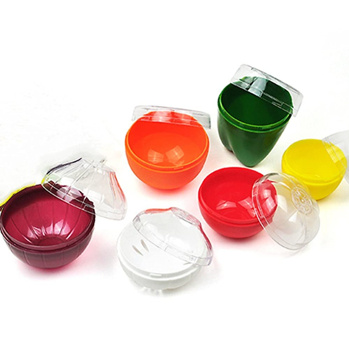 OUKEYI Green pepper, onion, Tomato, Lemon, and garlic transparent Fruit and Vegetable Storage ，Reusable Refrigerator Box Storage Bowls Saver Holder， Storage Keeper Holder for Fridge