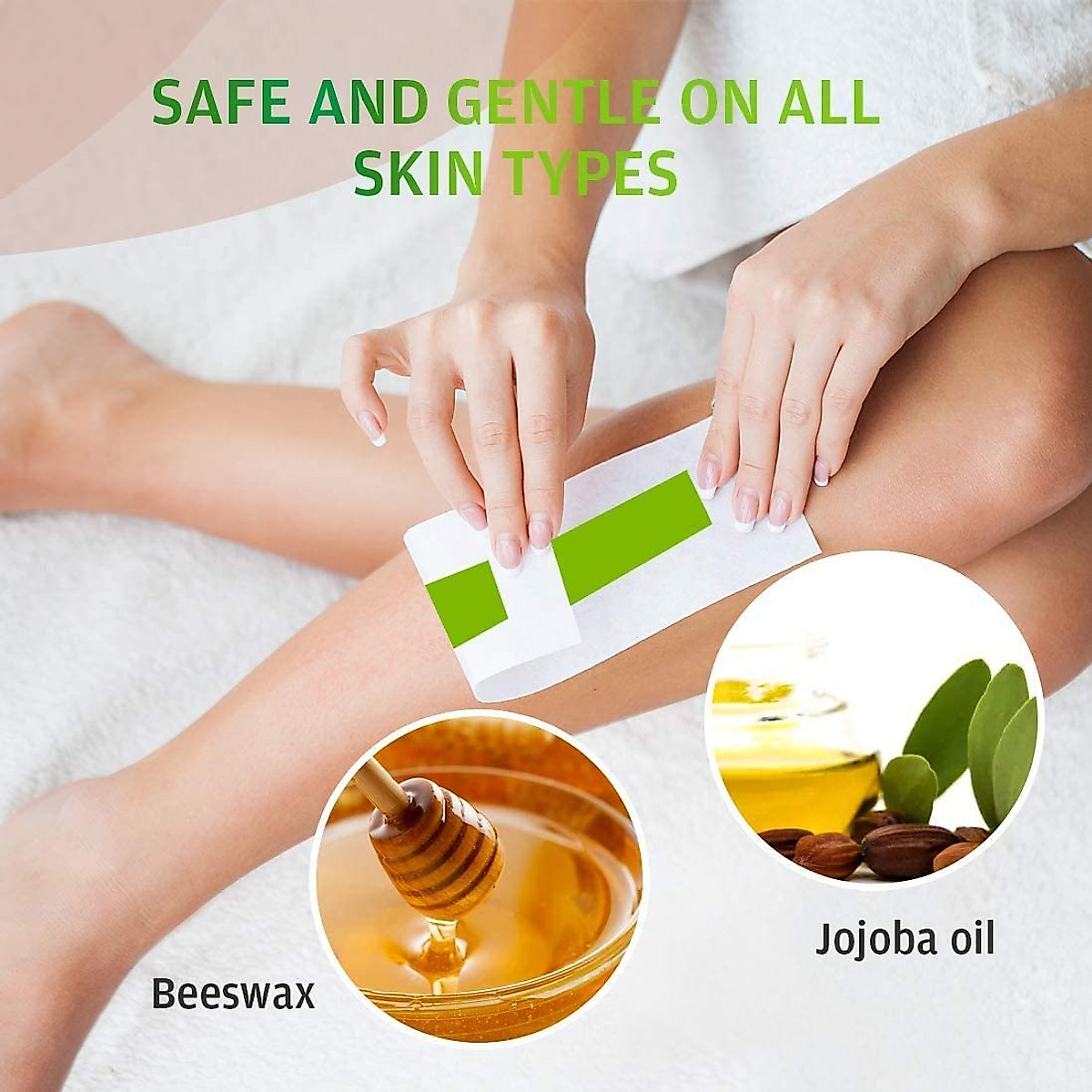 Nopunzel Facial Wax Strips Hypoallergenic All Skin Types - Face & Bikini Hair Removal For Women At Home Waxing Kit with Face Wax Strips & Calming Oil Wipes (80 Facial & Body)