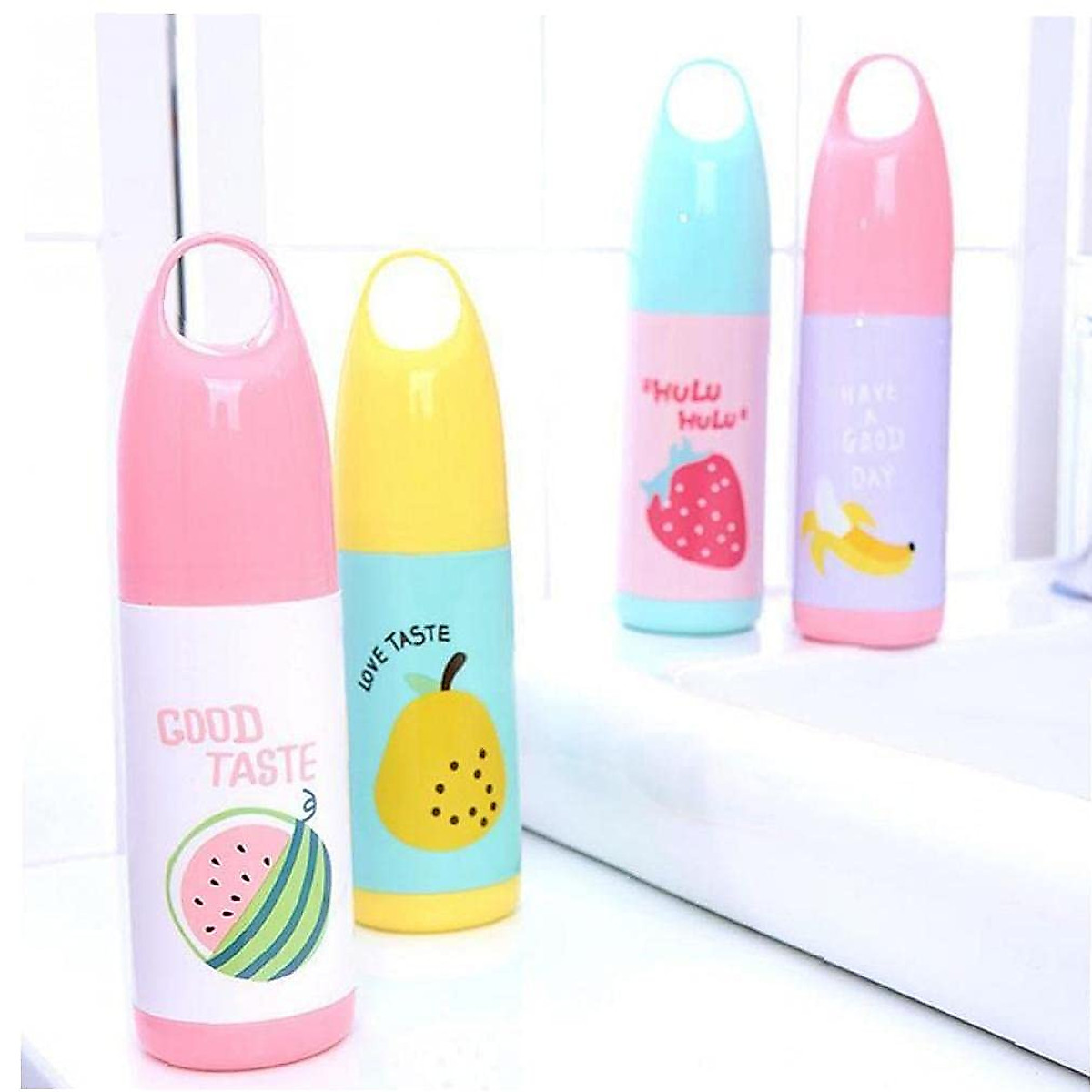 Portable Travel Toothbrush Case, Hard Plastic Dust-proof Toothbrush Container Cartoon Fruits Toothbrush Holde Pink