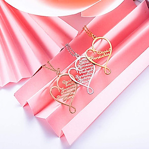 AILIN Hug Heart Name Necklace 925 Sterling Silver/Stainless Steel Custom 1-8 Name Pendant Mothers Days Jewelry Anniversary Birthday Gifts For Mom Grandma Wife