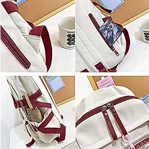 Women College Backpack Multipocket Nylon Waterproof Rucksack Portable Summer Travel Bag Large Capacity Casual Daypack,Purple,45 * 32cm