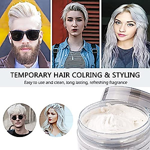 Hair Color Wax, Instant White Hair Wax 4.23 oz, Unisex Natural Hairstyle Pomade Cream, Temporary Hair Pomades for for Party, Cosplay, Halloween