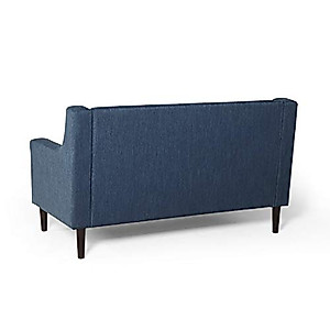 Christopher Knight Home Harva Love Seats, Navy Blue, Dark Brown