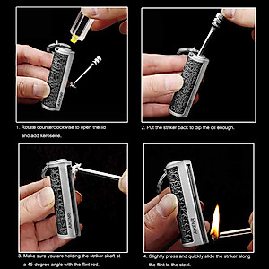 AIKENR Permanent Match, Keychain Flint Metal Matchstick Fire Starter, Waterproof Emergency Flint Fire Starter for Outdoor Camping Survival,Great Gift