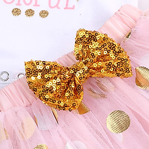 Viworld Baby Girl 1st Birthday Cake Smash Toddler Girl Miss Onederful Romper Tutu Skirt with Headband Clothes Set