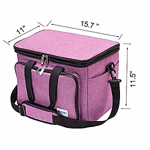 BENGDA Knitting Bags and Totes,Crochet Yarn Organizer with Inner Divider for Knitting Needles,Project and Supplies,Easy to Carry, High Capacity (Purple with Cover)