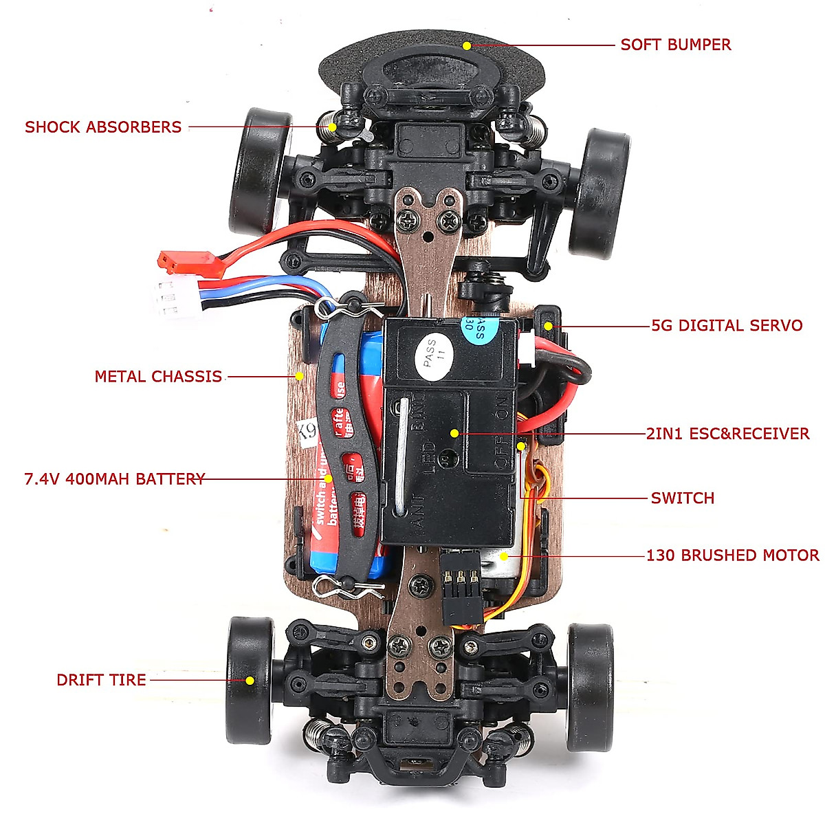 GoolRC WLtoys K969 RC Car, 1:28 Scale 2.4GHz Remote Control Car, 4WD 30KM/H High Speed RC Racing Car, Drift Car for Kids and Adults