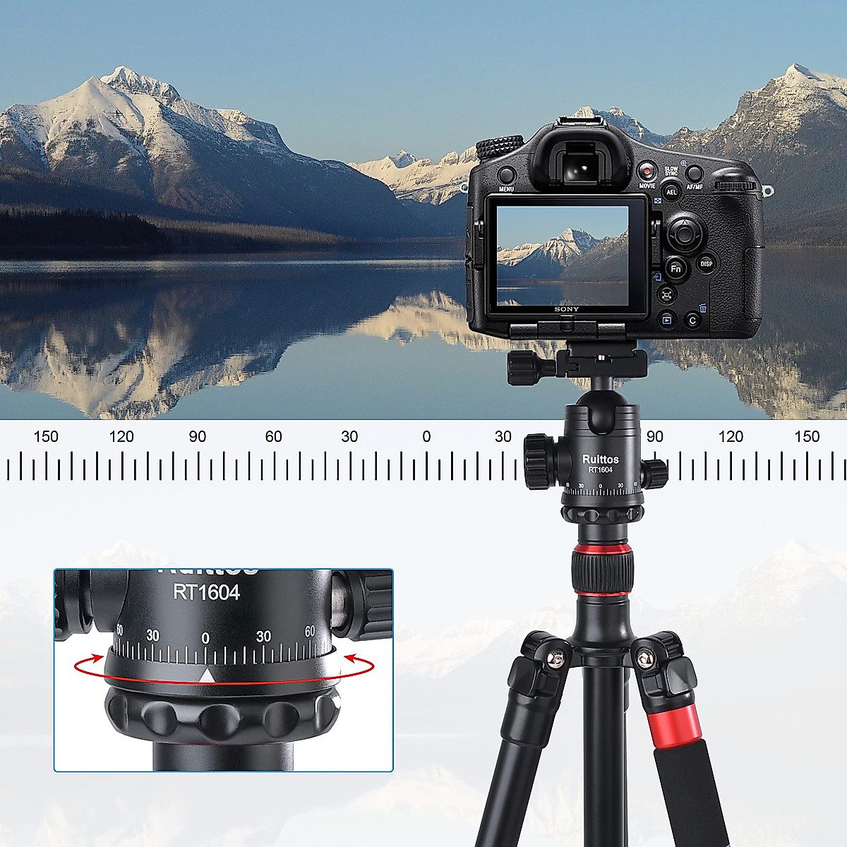 Tripod for Camera, 64" Camera Tripod Stand, DSLR Tripods & Monopods, Heavy Duty Travel Tripod for Binoculars Laser Level Spotting Scope Telescope, Professional Complete Tripod Units