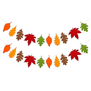 VILIFEVER Felt Fall Maple Leaves Garland Banner for Fall Thanksgiving Mantle Decorations, Autumn Home Farmhouse Decor Maple Leaf Hanging Streamer for Fall Wedding Birthday Party Supplies