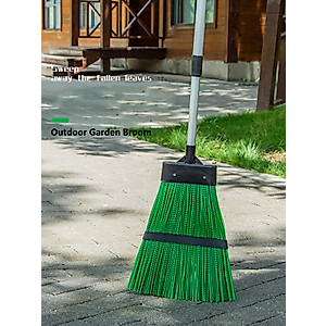 Xifando Courtyard Broom-Heavy Duty Broom Long Handle Outdoor Commercial Angle Broom for Courtyard Ourdoor Travel Camping