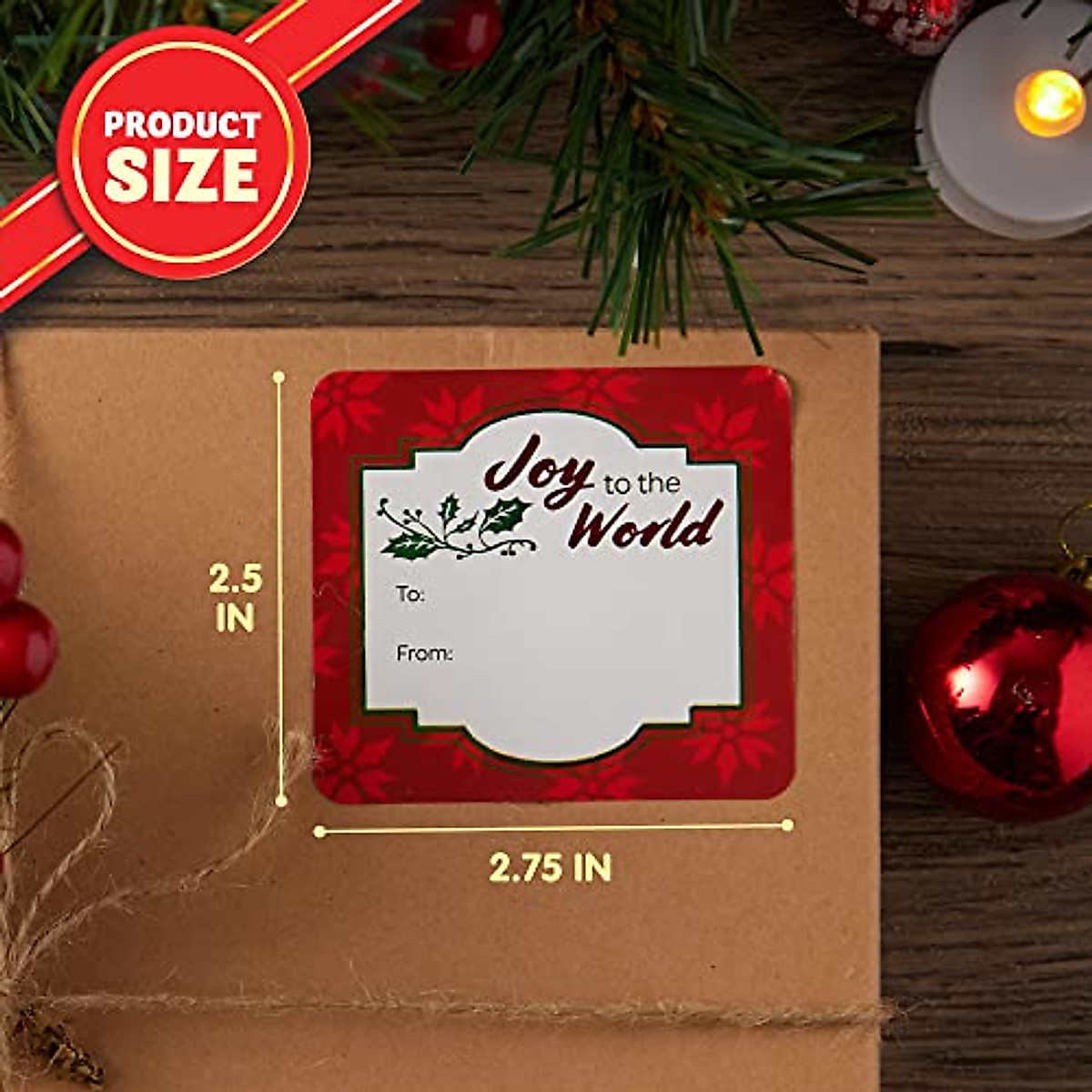 JOYIN 60 Pieces Jumbo Christmas Stickers Gift Tag Self Adhesive Labels for Christmas Holiday Present Labels Wrapping Paper Gift Box