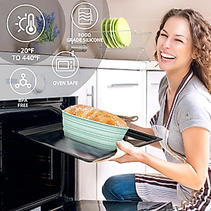 Silicone Banneton Bread Proofing Baskets - 9” Round & 10” Oval, Complete Foldable Sourdough Baking Set with Tools, Heat Resistant, Non-Stick, Easy Clean, Sourdough Bread Baking Supplies