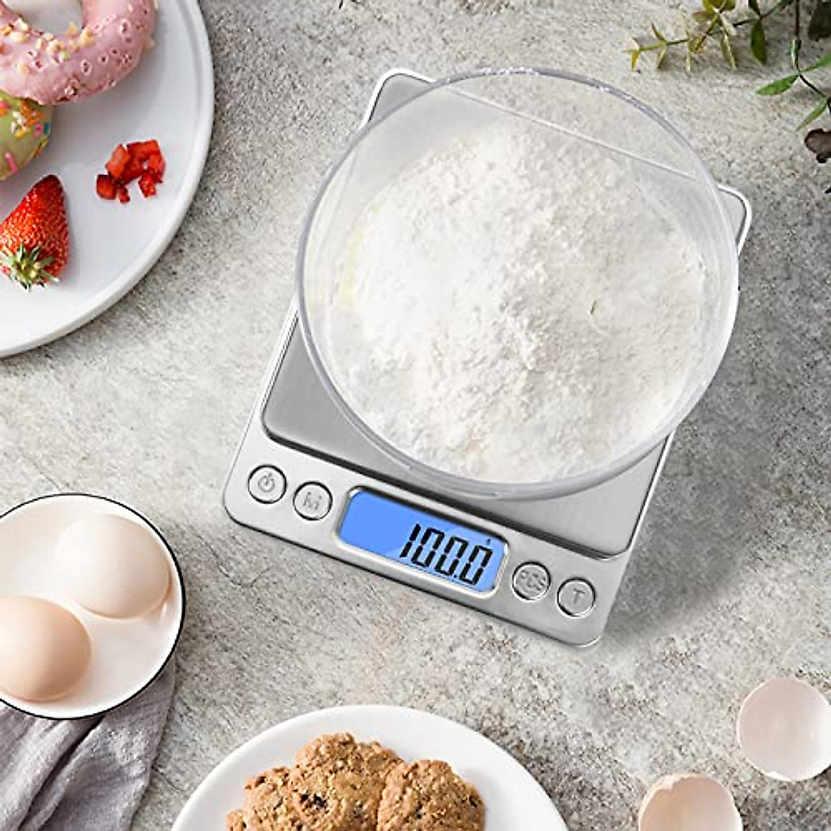 Toprime Digital Gram Scale 500g 0.01g Food Scale High Precision Kitchen Scale Multifunctional Stainless Steel Pocket Scale with Back-Lit LCD Display Tare PCS Features Silver
