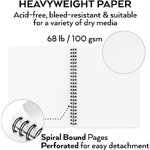 ARTEZA Spiral Sketch Book 5.5 x 8.5 Drawing Pad 100 Sheets Sketch Pads for Drawing for Adults & Teens