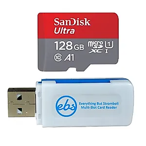 SanDisk 128GB Micro SDXC Ultra Memory Card Class 10 UHS-1 Works with Nintendo Switch Lite Gaming System (SDSQUAR-128G-GN6MN) Bundle with (1) Everything But Stromboli Micro SD Multi-Slot Card Reader