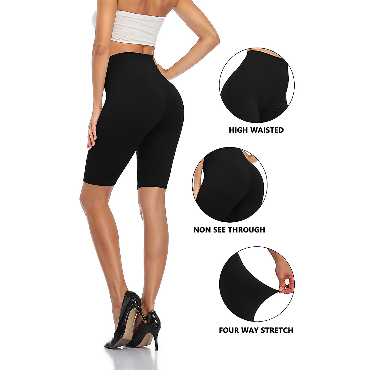 Polar Bunny Women's Fashion Biker Shorts High Waist Workout Yoga Shorts Anti Chafing Athletic Shorts for Gym Running