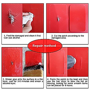 VGEBY1 Kayak Repair Patches, 3pcs Raft PVC Repair Tool Kit Waterproof Patches for Kayak Inflatable Raft(Red)