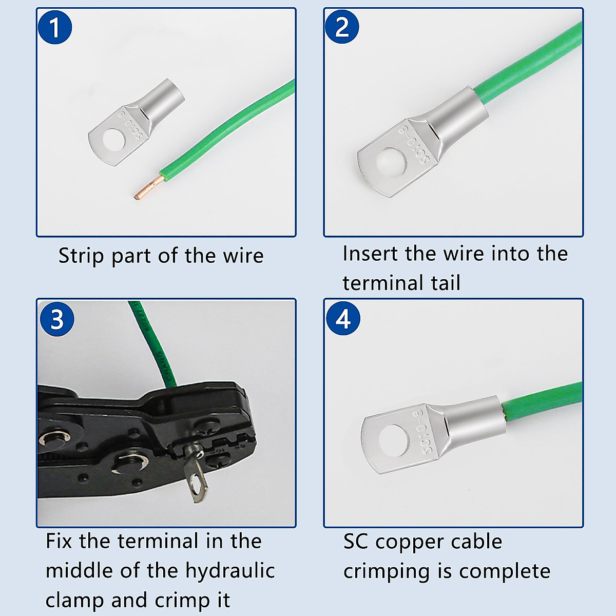 60PCS Tinned Copper Wire Lugs Assortment Kit - Standard 10-4 Gauge Wire Connectors Battery Cable Lugs,Automotive Replacement Battery Terminal Connectors