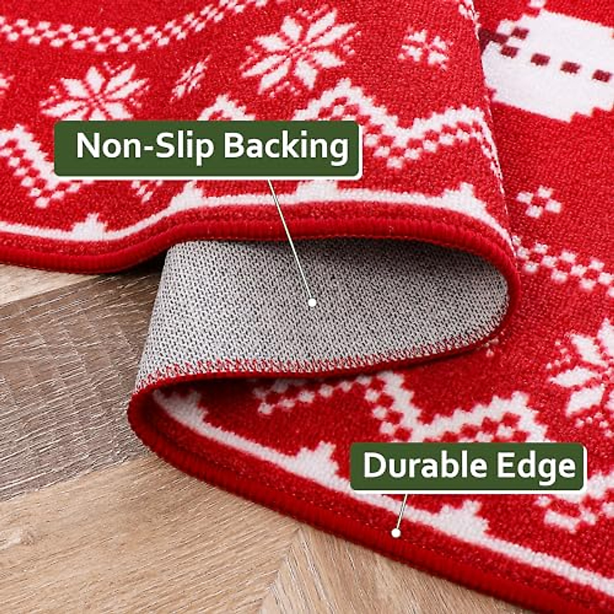 BEIMO Red Area Rug 2x3 Christmas Rug Entryway Kitchen Rug Snowflake Doormat Holiday Decor Print Plaid Floor Cover Bathroom Mat Non Slip Low Pile White Living Room Bedroom Carpet with Gripper