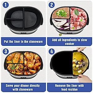 Silicone Slow Cooker Divider Liner fit CrockPot 6QT 7QT, Reusable & Leakproof Divider Insert, Dishwasher Safe Cooking Liners for Crock Pot 6 Quart / 7 Quart, BPA Free,Black