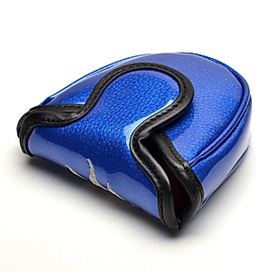 PLUSKER Skull Golf Heel Shafted Mallet Putter Cover Magnetic Closure Synthetic Leather Blue Golf Club Putters Headcover