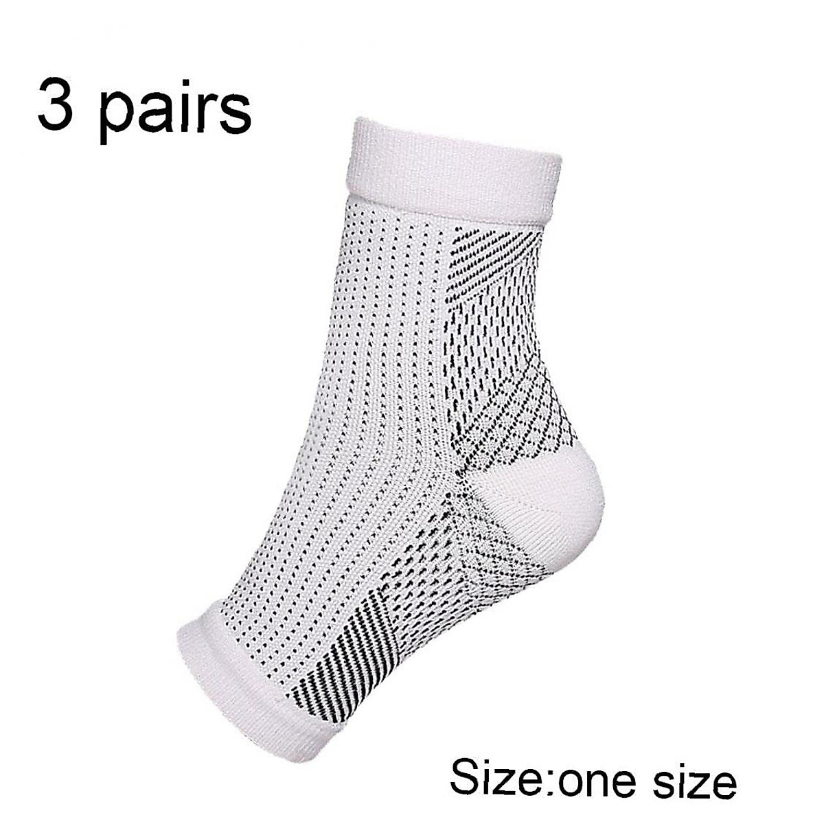 3pair Plantar Fasciitis Support Socks Men Women Sleeves for Weak Ankles Arches Heels - Pain Relief Night Splint Sock