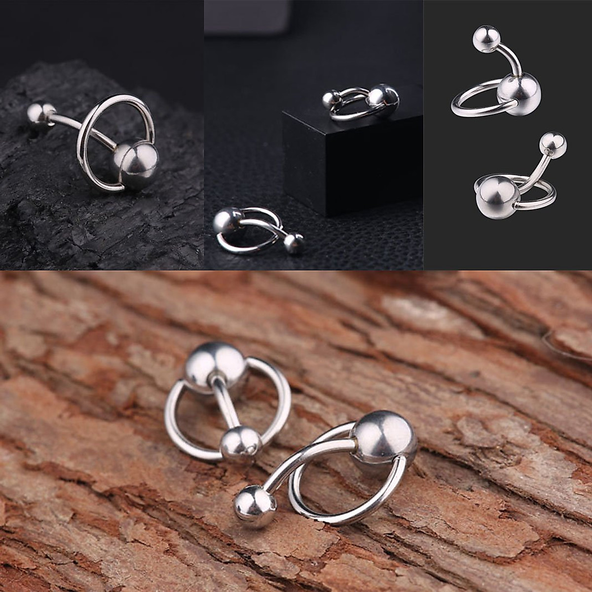 CrazyPiercing Door Knocker Stainless Steel Reverse Bar Belly Button Ring Piercing Navel Ring 14G 1/2" (10mm)