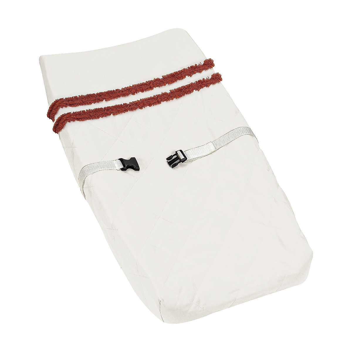 Sweet Jojo Designs Ivory Boho Bohemian Boy Girl Baby Changing Pad Cover Infant Newborn Diaper Table Change Mat Sheet Off White Farmhouse Shabby Chic Designer Modern Rust Tassel Fringe Macrame Cotton