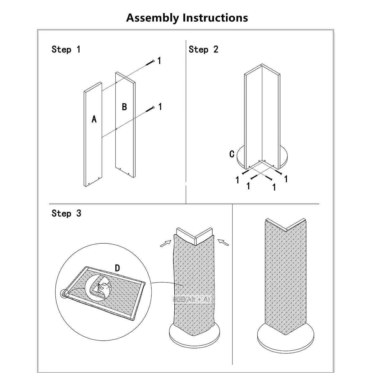 SHENGOCASE 20.5" Tall No Drilling Wall Sofa Couch Corner Cat Sisal Scratcher,Scratching Post,Replaceable Sisal Scratch Pad Mat, Couch Protector