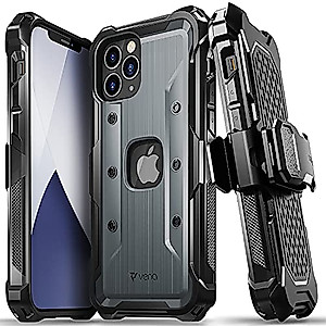Vena vArmor Rugged Case Compatible with Apple iPhone 12 Pro Max (6.7"-inch), (Military Grade Drop Protection) Heavy Duty Holster Belt Clip Cover with Kickstand - Space Gray