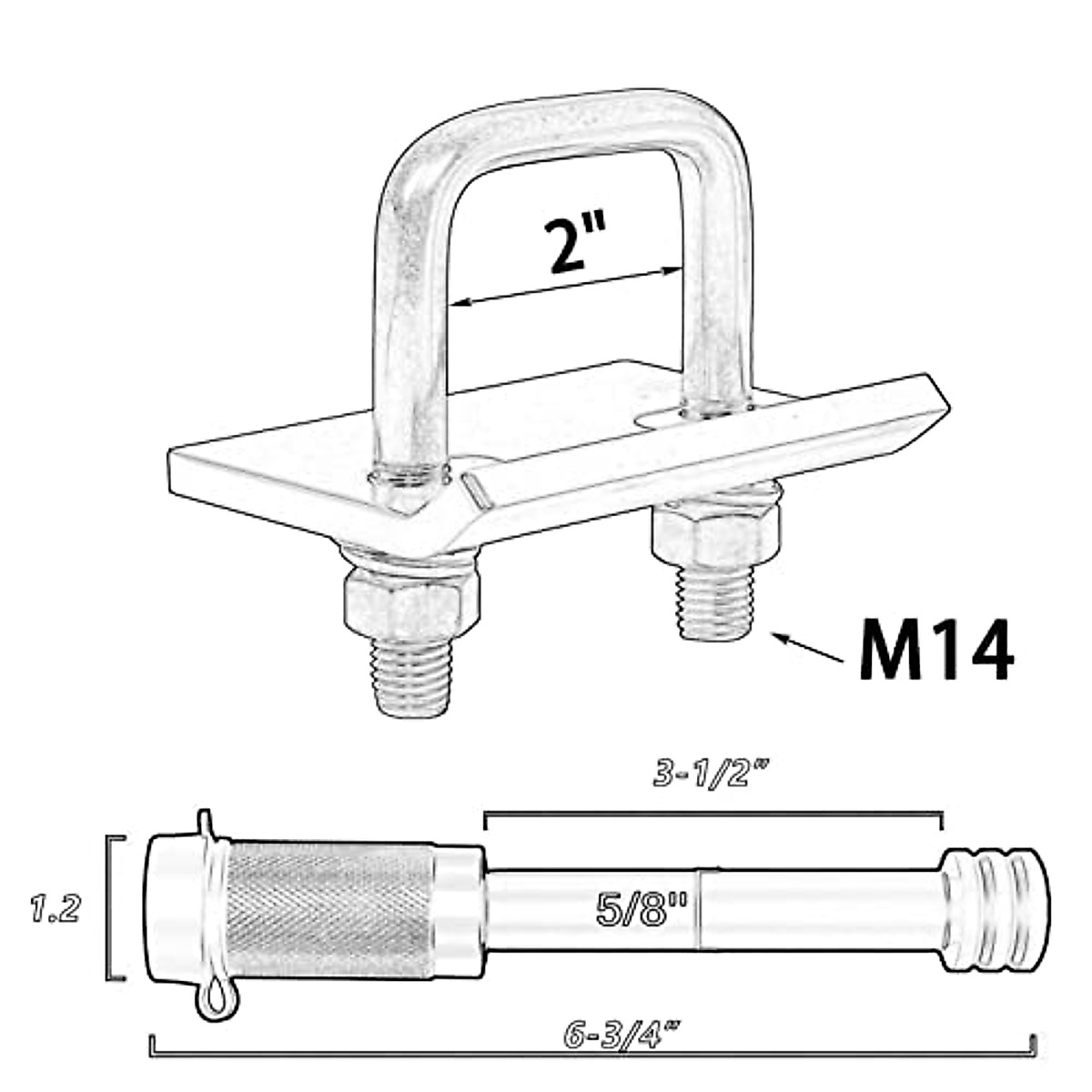 Hitch Tightener for 1.25" and 2" Hitches Hitch Tightener Anti-Rattle Stabilizer Rust-Free Heavy Duty Lock Down Easy Installation Quiet(with 5/8-Inch Pin Diameter Trailer Hitch Lock)