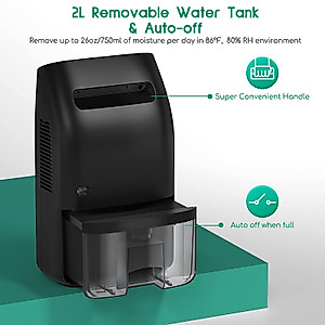 Afloia Dehumidifier for Home 2500 Cubic Feet(269 sq ft), Quiet Portable Electric Dehumidifiers, 70oz Small Dehumidifier Remove Humidity for Bathroom Basement Closet RV Garage,Auto Shut Off, Black