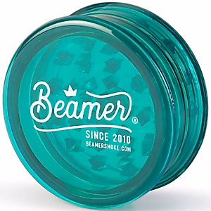 Beamer Crown Logo 3-Piece 63mm Acrylic Grinder - Transparent Green Color + Beamer Smoke Sticker