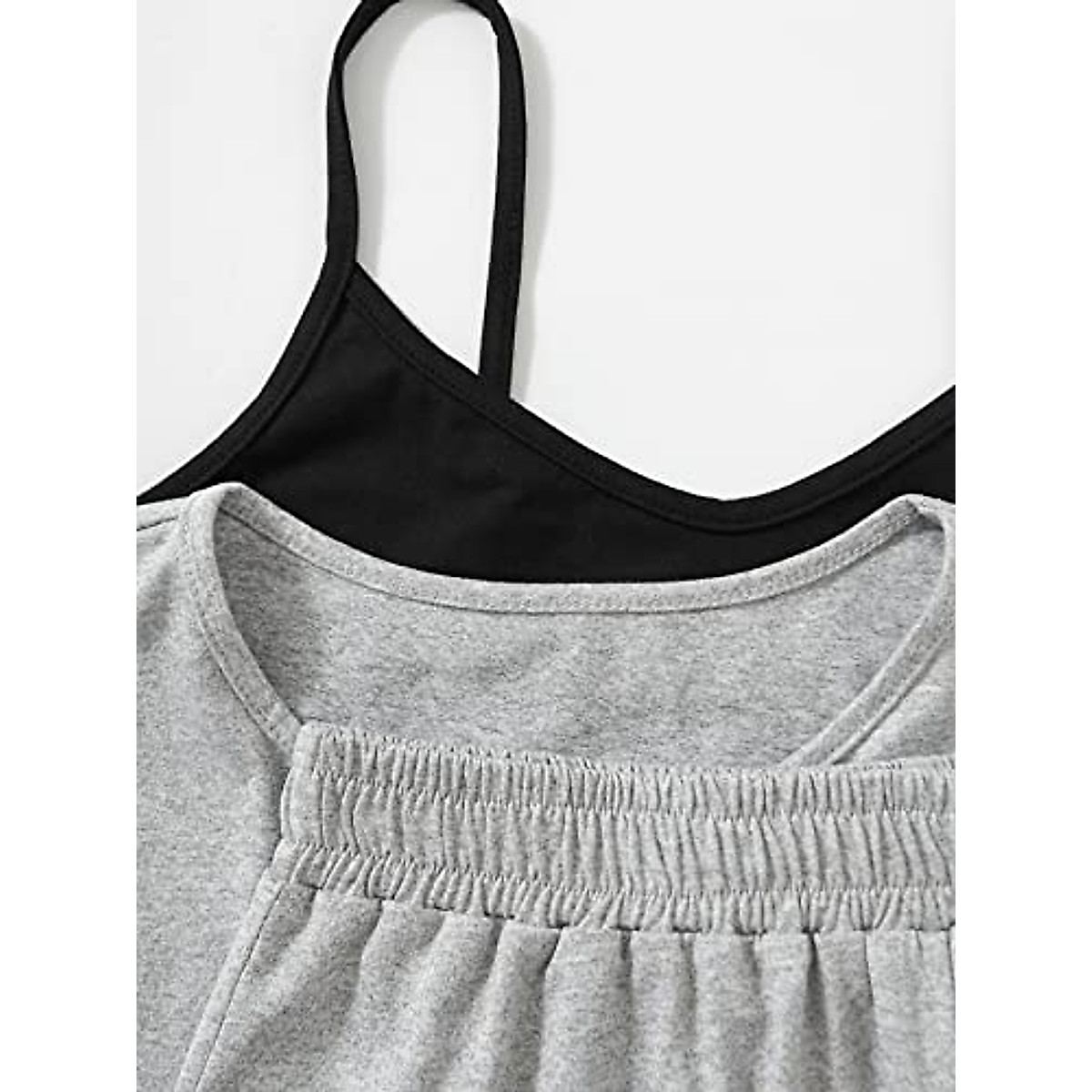 Verdusa Women's 3 Piece Tracksuit Letter Print Cami Top Crop Tank and Shorts Sets Black Grey XL