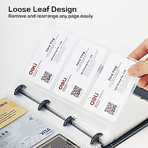 deli Business Card Book Holder, Business Card Organizer, Name Card Book Holder, Portable Office Business Card Holder, Hold 180 Cards, Blue