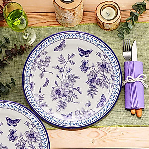 40 Pcs Floral Blue & White Flower Party Supplies White & Blue Floral Paper Plates 7" Wedding Party Plates for Floral Party Theme Bridal Shower Baby Shower Tea Party Floral Birthday Party Decorations