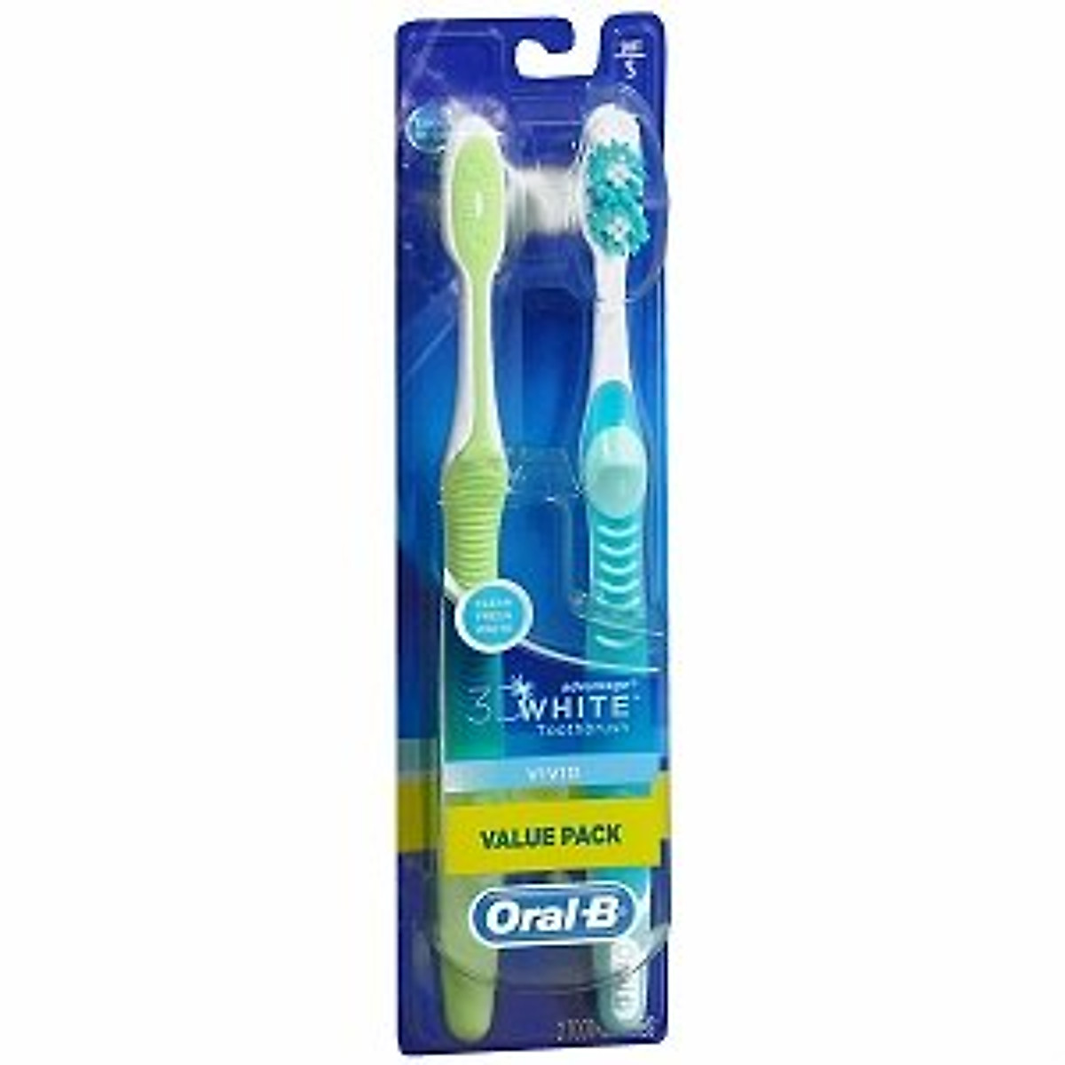 Oral-B Advantage 3D White Vivid Toothbrush, Twin Pack, Soft, 1 ea