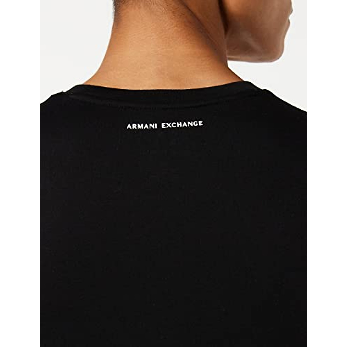 A|X ARMANI EXCHANGE mens Crew Neck Logo Tee T Shirt, Grid Logo Black, Large US