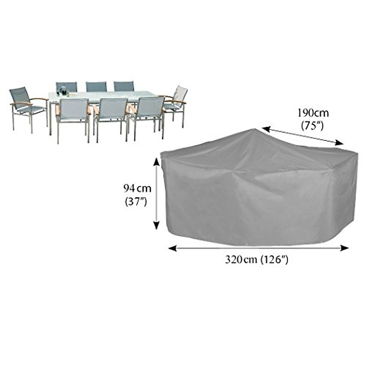 Bosmere Weatherproof Oval/Rectangular Table and Chairs Cover, 126" x 75" x 37", Gray