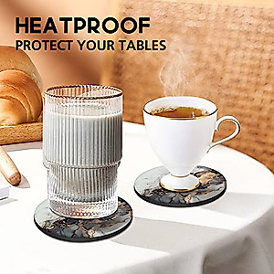 Swooflia Coasters for Drinks Coffee Table, Marble Grey Black Aesthetic Silicone Absorbent Cup Coaster Set Housewarming Gift Kitchen Home Wooden Desk Office Bar Tabletop Decor 6 Pack